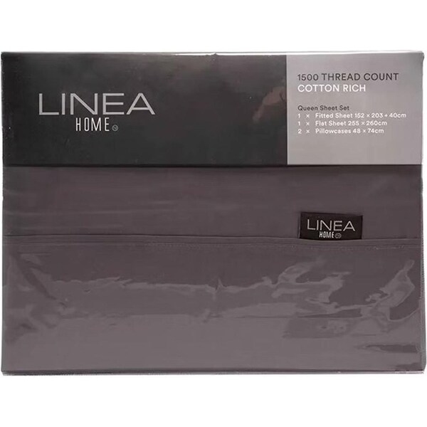 Linea Home King Bed Fitted Sheet Set 1500TC Cotton Rich Fossil | Woolworths