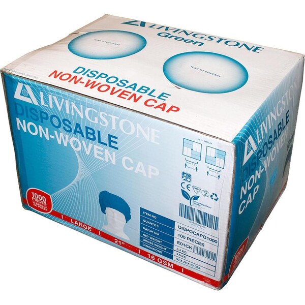 Livingstone Bouffant Cap Green 21" 1000 Box | Woolworths