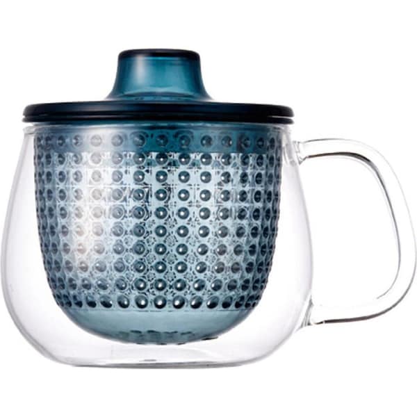 Kinto Unitea/ Unimug Glass Cup w/ Strainer/Lid - Navy 350ml 12.2cm | Woolworths