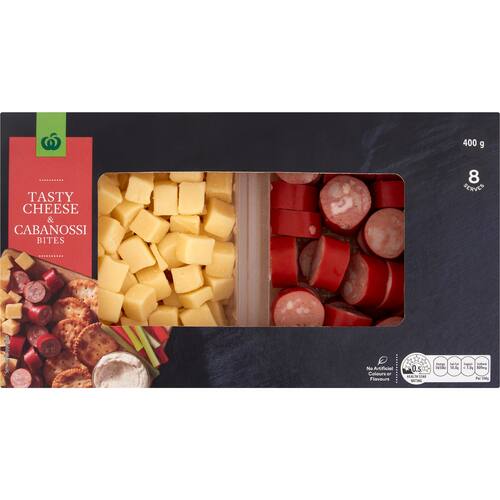 Woolworths Platter Pack With Tasty Cheese and Cabanossi Bites 400g | bunch