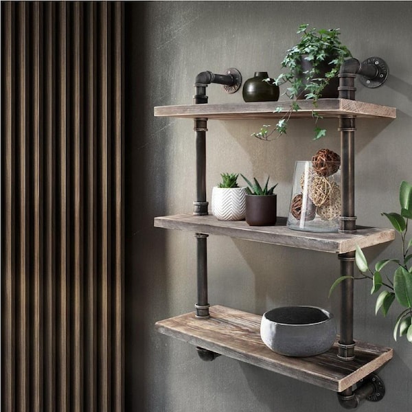 3-Tier Artiss Floating DIY Pipe Wall Shelf - IRMA | Woolworths