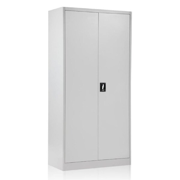 2 Door Office File Locker Steel Storage Cabinet Grey White 180cm ...
