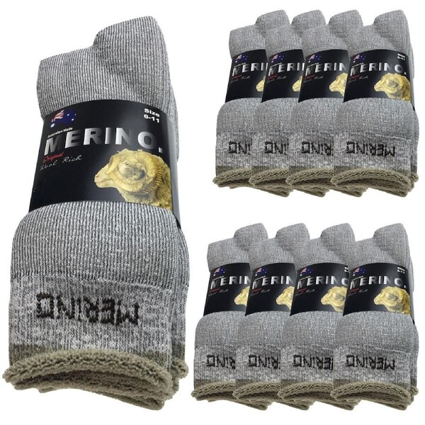 9 Pairs MERINO WOOL SOCKS Mens Heavy Duty Premium Thick Work Socks ...