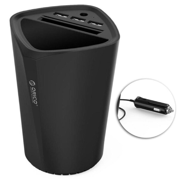 Orico UCH-C3 Black 3 USB Port Car Charger w/ Slot/Storage Cup for ...