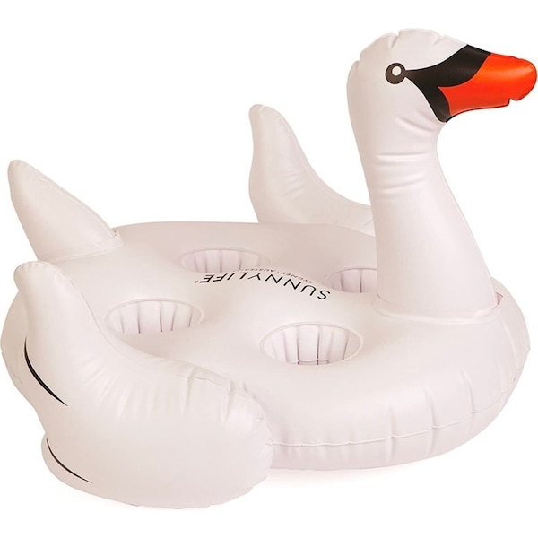 Sunnylife Inflatable White Swan Drink 4 Cup Holder | Woolworths