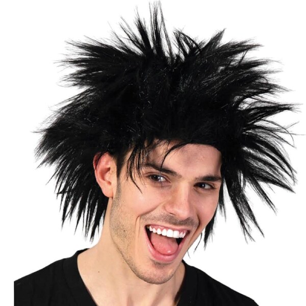 ROCKSTAR WIG Punk Costume Party Fancy Spiky Hair Disco Dress 70s 80s ...