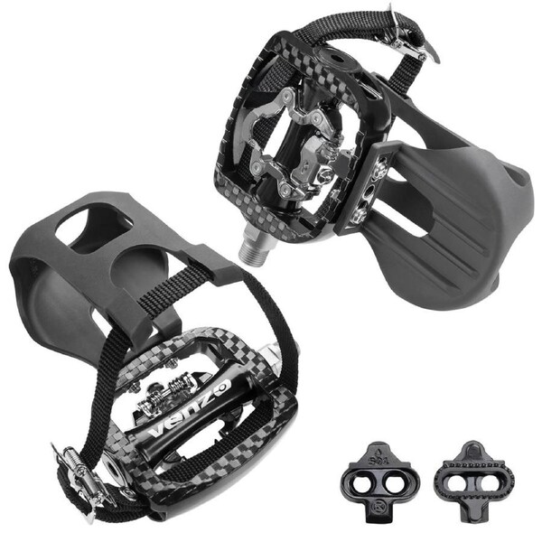 VENZO Bike Toe Clips Cages & Pedals - Compatible with Shimano SPD ...