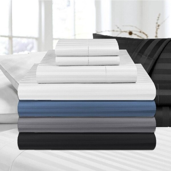 Microfibre Striped Sheet Sets 1000TC in 4 Colours King / Black | Woolworths