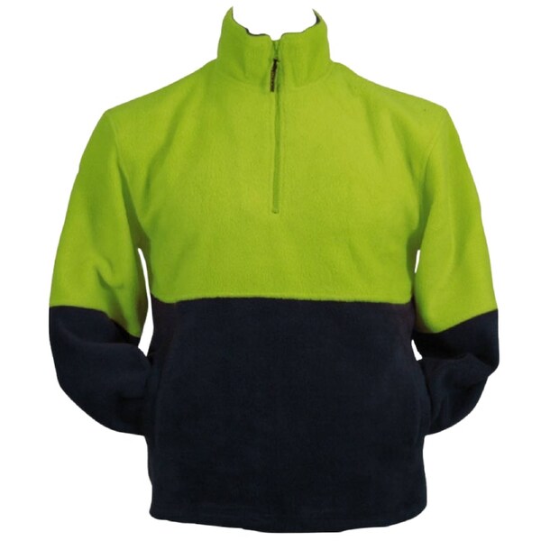 HI VIS POLAR FLEECE Jumper 1/2 Half Zip Safety Workwear Fleecy Jacket ...