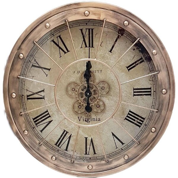 Basset Round 80cm Moving Cogs Wall Clock - Copper | Woolworths