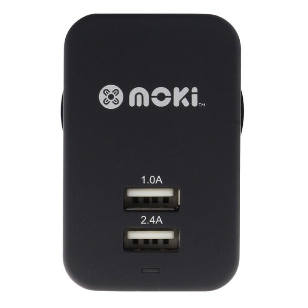 Moki Dual USB Wall Mobile Travel Charger Power AU/NZ Plug Travel Adapter Black | Woolworths