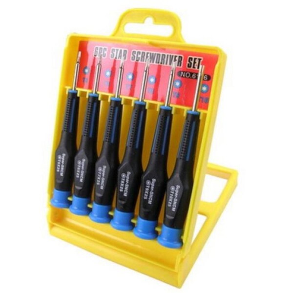 6 piece Star Micro Screwdriver Set - Torx Deulxe Havy Duty Soft Rubber ...