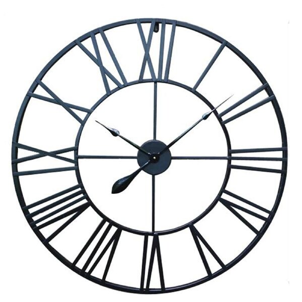 Round Wall Clock Metal Industrial Iron Vintage Antique | Woolworths