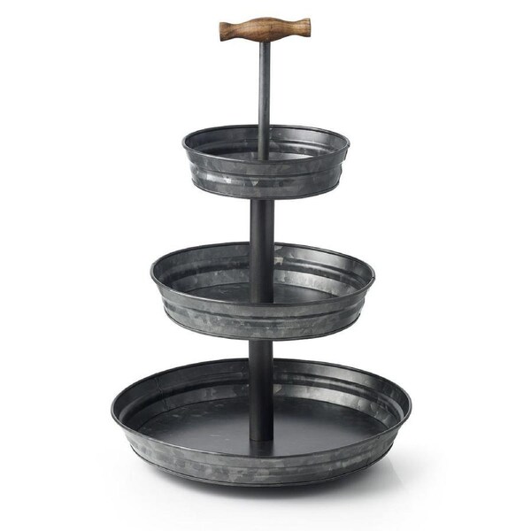 Chef Inox Black Galvanised Metal 3 Tier Stand with Handle | Woolworths