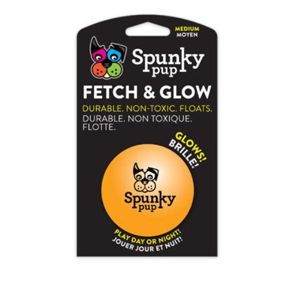 Glow in the Dark Fetch & Glow Ball Dog Toy - Medium (6cm) (Spunky Pup ...