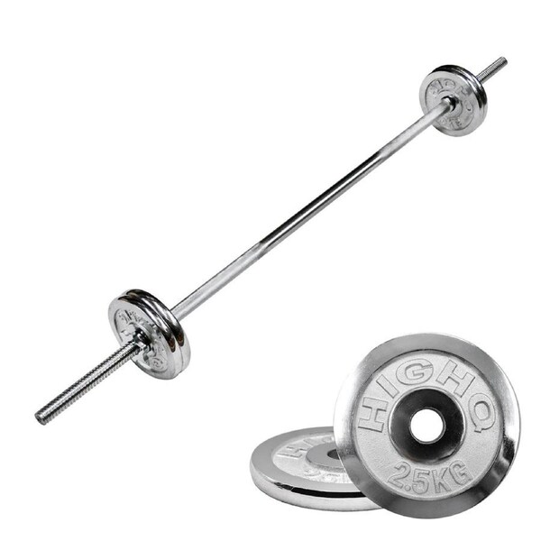 Total 18kg - Barbell Weight Set - 180cm Barbell Bar + 2.5kg x 4 Silver ...