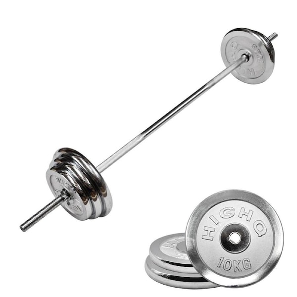 53kg Weight Set - 28mm Dia 180cm Barbell Bar + Pro Grade Chrome Weight ...