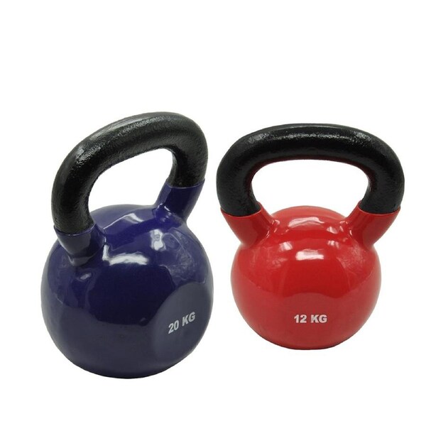12kg + 20kg = Total 32kg Iron Vinyl Kettlebell Weight Gym Strength ...