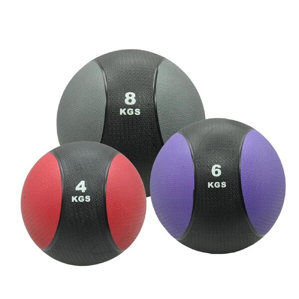 4kg + 6kg + 8kg Commercial Rubber Medicine Ball Set / Gym Fitness ...