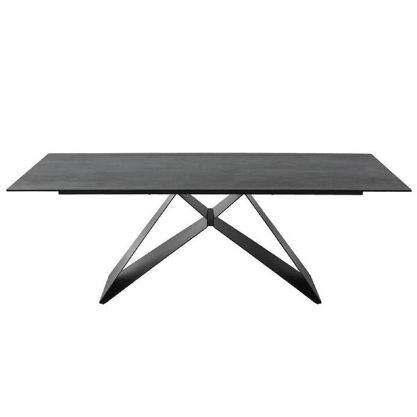 Raimon Furniture Odette Rectangular Dining Table 210cm - Black Metal Frame - Shadow Grey Ceramic ...