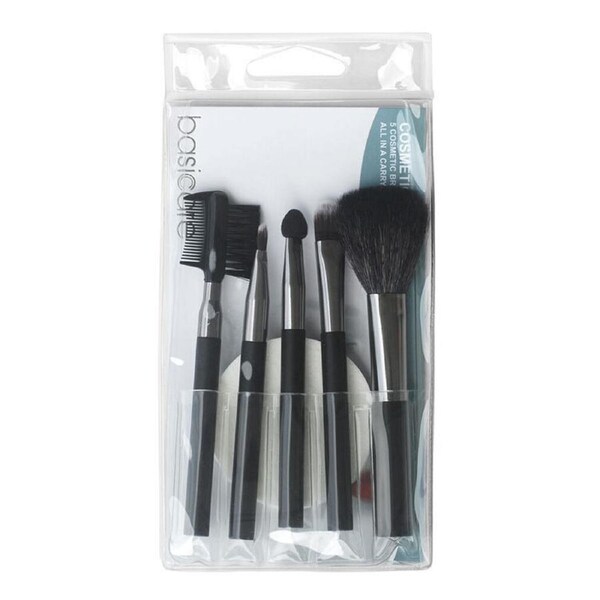Basicare 5 Piece Cosmetic Application Brush Set with Foundation Sponge ...