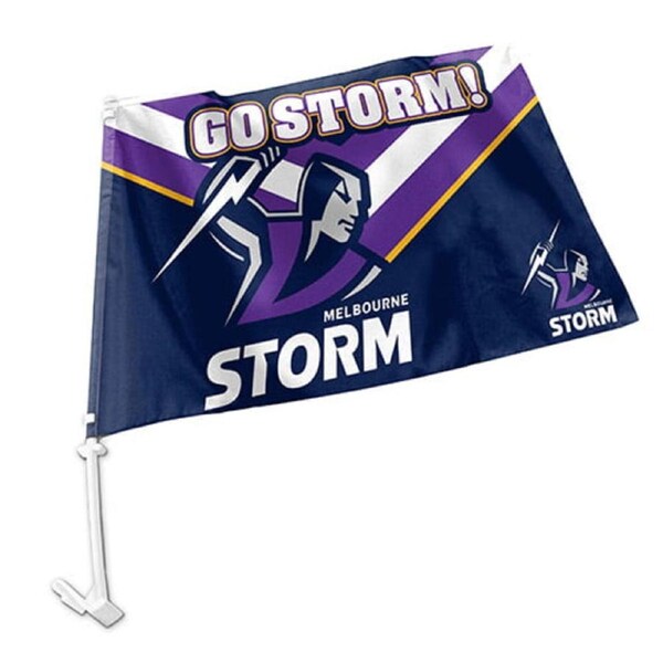 Melbourne Storm NRL Clip on Window CAR Flag includes Pole | Woolworths