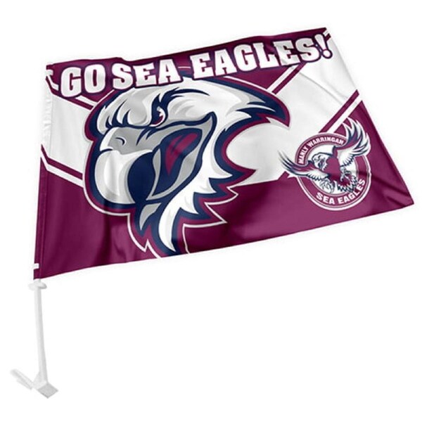 Manly Warringah Sea Eagles NRL Clip on Window CAR Flag includes Pole ...