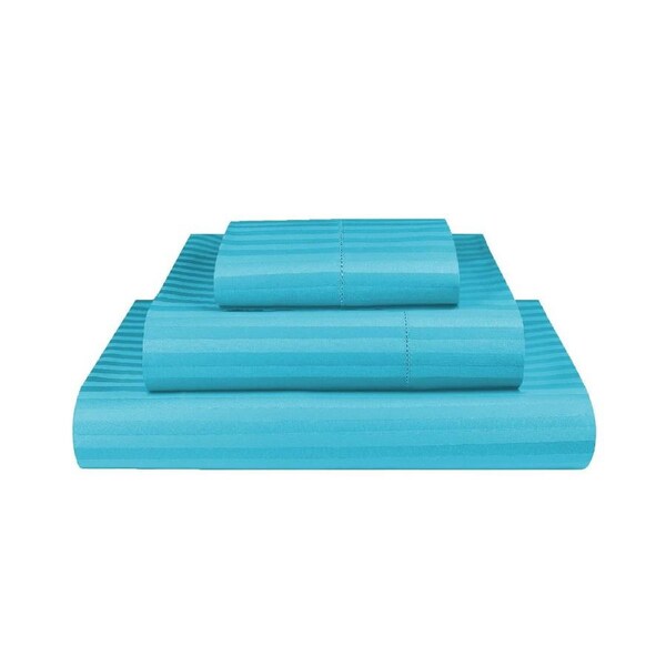 King Single Sky 1000TC Microfibre 1cm Stripe Fitted, Flat Sheet Set ...