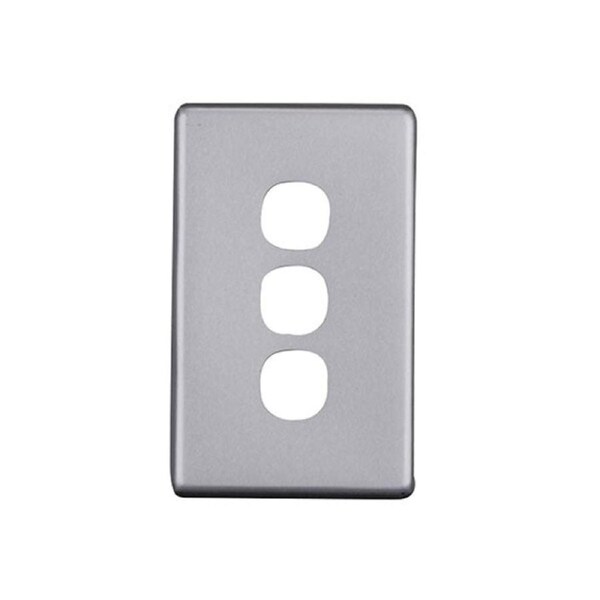Elegant 3 Gang Aluminium Plate Silver Matte | Woolworths