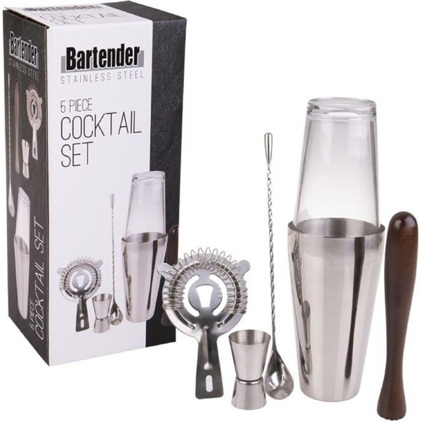 Bartender 5 Piece Boston Cocktail Set | Woolworths