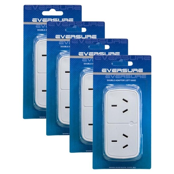 4x10A Mains Power Twin/Double Adaptor Slim Left Powerpoint Wall Plug ...