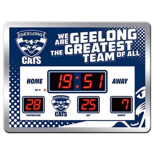 Geelong Cats AFL Aussie Rules Glass SCOREBOARD LED Clock | Woolworths