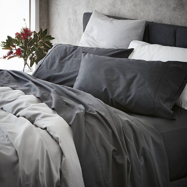 Ashton Fitted Sheet Queen Bed Graphite MyHouse | Woolworths