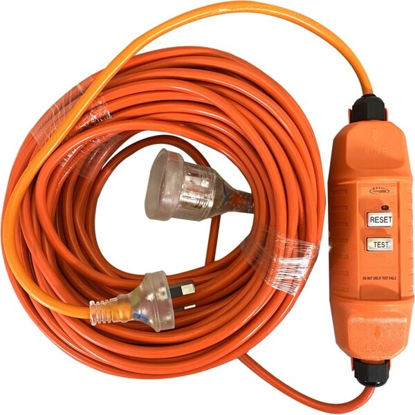 Cleanstar 20m Rubber Extension Cable Lead w/ In-line RCD Safety Switch ...