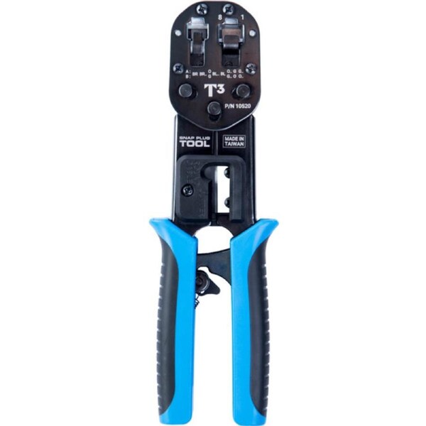 T3 RJ45 Snap Plug Crimp Tool Crimper w/ Cutter/Stripper Standard RJ11 ...