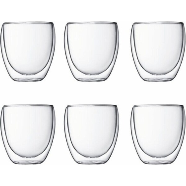 Bodum 4558-10-12 Small 250ml Pavina Double Wall 6pc Glass Set Clear | Woolworths