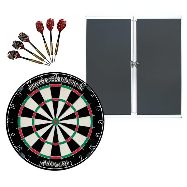 PRO STAR Bristle Dart Board + Aluminium Alloy Cabinet + Darts Set ...