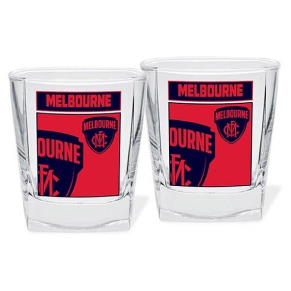 Melbourne Demons AFL Set of 2 Spirit Glasses 250ml Glass FULL COLOUR ...
