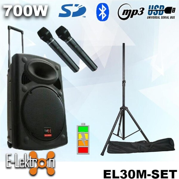 E-lektron 12" Inch Portable Speaker Set 700W Mobile PA Sound System ...