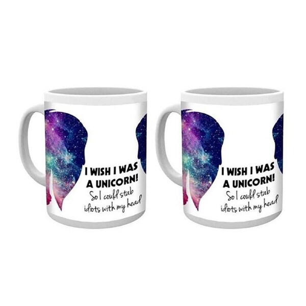 2x Unicorn I Wish I Was Cosmic 300ml Drinking Mug Coffee/Tea Cup ...