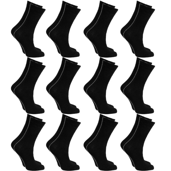 12x Pairs SCHOOL SOCKS Plain Cotton Rich Girls Boys School Uniform BULK ...