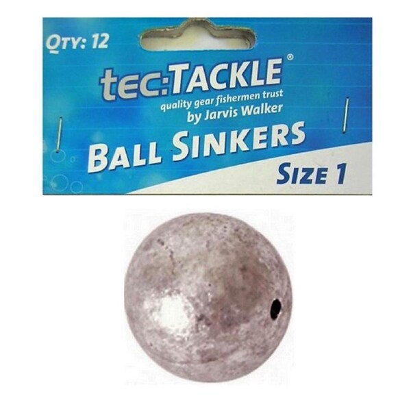 12 x Jarvis Walker 1 Ball Sinkers - Pre Packed 1 Ball Fishing Sinkers ...