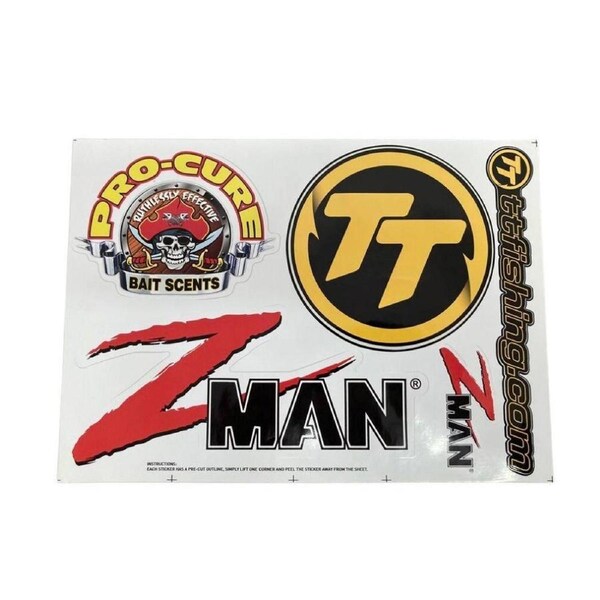 Pro Cure/TT Lures/Zman Team Sticker Pack-6 Assorted Fishing Stickers ...