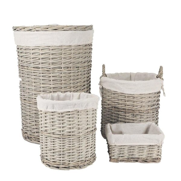 4 Piece Wicker Storage Baskets With Liner Set | Woolworths