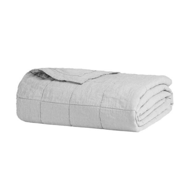Bambury French Flax Linen Quilted Coverlet - Queen/King - Silver ...