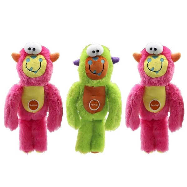 3x Paws & Claws Pet Dog Toy 34cm Monster Ziggle Squeaky Play Stuffed ...
