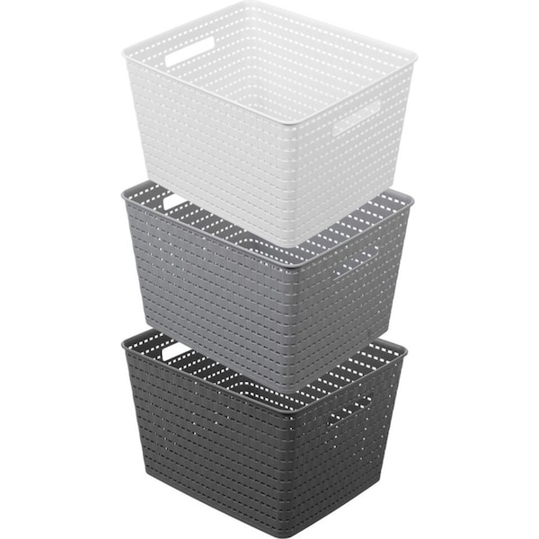 3x Boxsweden Woven Baskets 35cm Home Office Storage Organiser Container ...