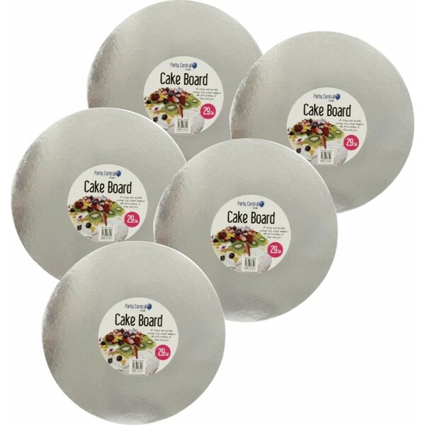 Ozoffer 29cm Cake Board Round Silver Tab Display Cupcake Pastry Cake Box Cardboard | Woolworths