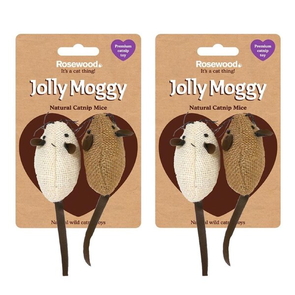 4pc Rosewood Pet Jolly Moggy Catnip Mice/Mouse Cat Playing Teasing Soft ...