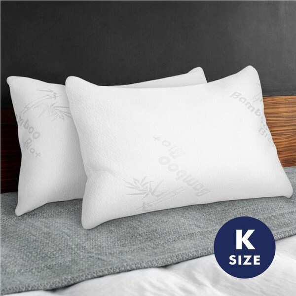 STARRY EUCALYPT Memory Foam Pillow Twin Pack Pillows Bamboo Fabric Cool ...